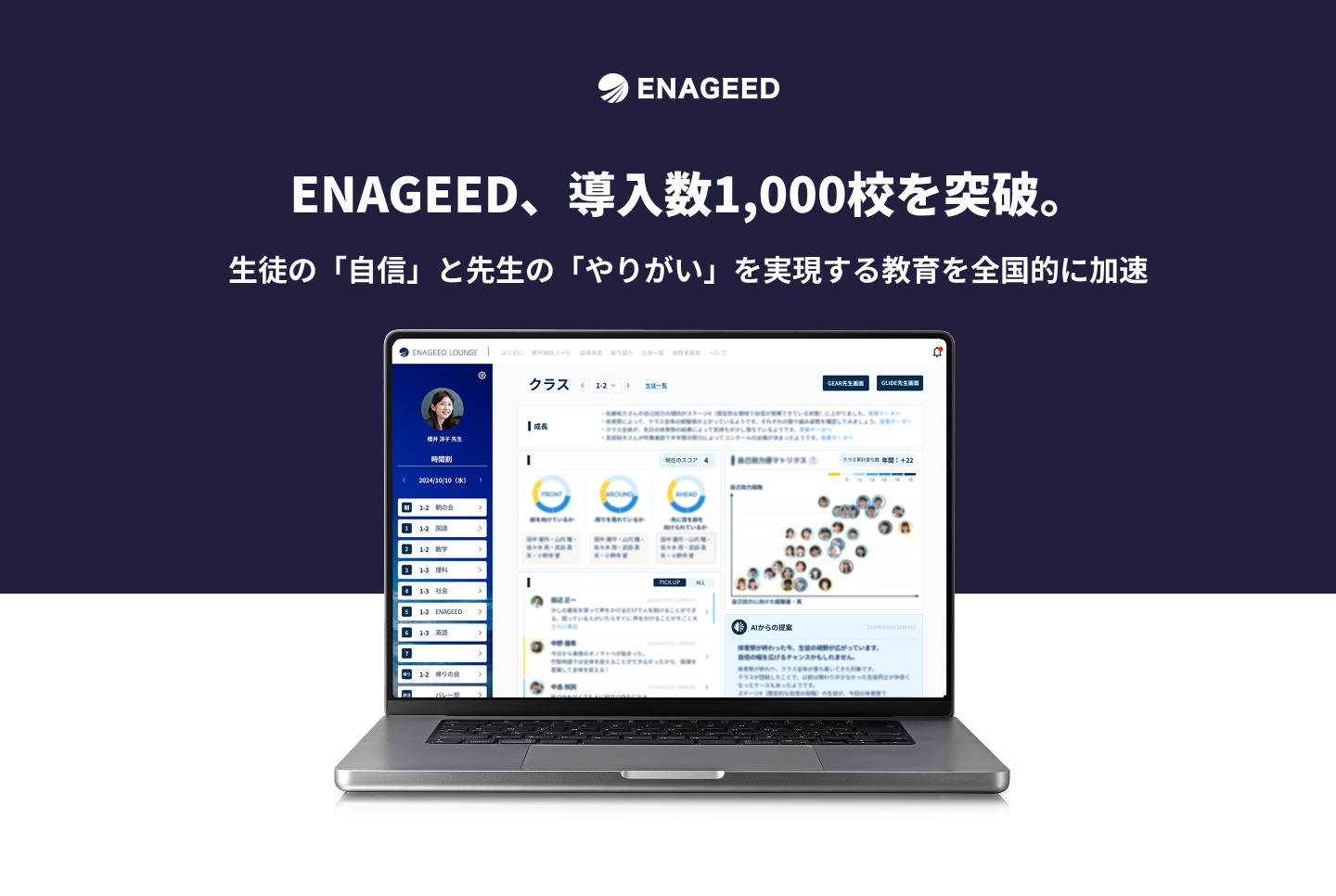 ENAGEED、導入校1,000校を突破。「生徒の自信」と「先生のやりがい」を実現する教育を全国的に加速